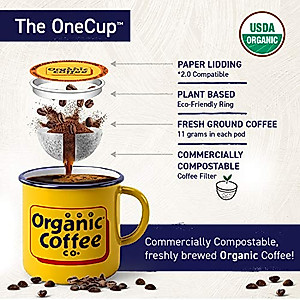 The Organic Coffee Co. Compostable Coffee Pods - Breakfast Blend (80 Ct) K Cup Compatible including Keurig 2.0, Medium Roast, USDA Organic