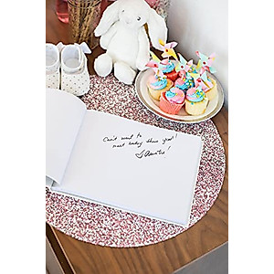 Pearhead Baby Shower Guest Book, Gender Neutral, Classic Neutral Guest Book for Weddings and Events, 100 Blank Pages, Ivory Linen with Gold Print