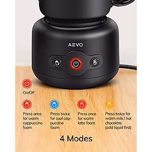 AEVO Milk Frothing Machine, Automatic Electric Milk Warmers and Foam Maker, Dishwasher Safe Detachable Pitcher, Milk Steamer and Frother, 4 Modes for Lattes, Cappuccinos, Hot Chocolate, and More