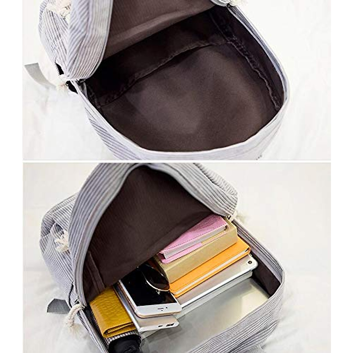 Poopy Girls Personality Corduroy College Style Backpack Female Accessories Handbags Backpack Daypack-Green