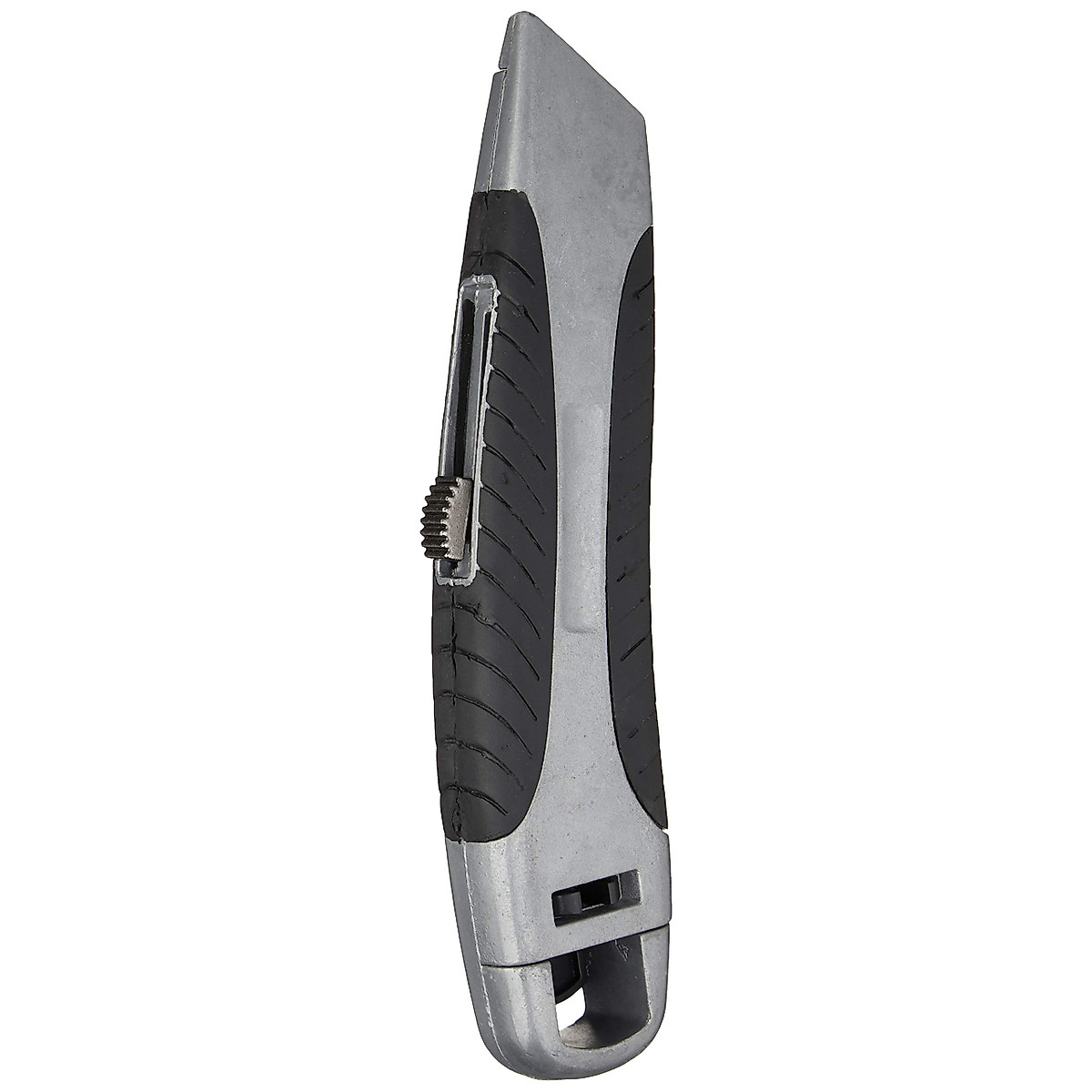 Amazon Basics Soft Grip Retractable Utility Knife with 3 Blades, Black/Silver