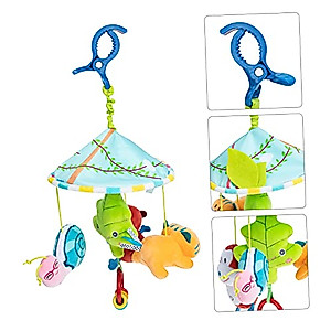 Kisangel 5pcs Crib Rattles Baby Early Cartoon Mobile Chime Toys Dangling Car Infant Cradle Development Decoration Rattle for Ster Animal Blue Nursery Wind Hanging Newborn Toy Bed Boys