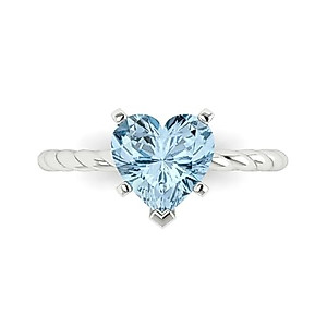 Clara Pucci 2ct Heart Cut Solitaire Rope Twisted Knot Natural Sky Blue Topaz Bridal Designer Anniversary Engagement Ring 14k White Gold