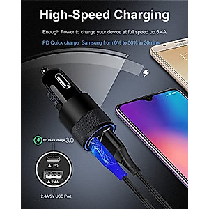 Fast C Type Charger Kit for Samsung Galaxy S23 S22 S22+ S21 Ultra 5G S20 S10 S10E A51 A71 Note 20 Tab S8 Google Pixel 7 Pro 7 6a 6 6Pro, 20W PD Wall Plug+30W Car Adapter+2 x 60W C to USB-C Cables-6Ft