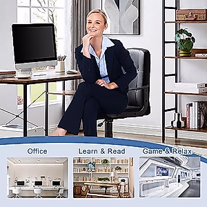 VECELO Home Office Desk Chair with Armrests,Mid Back Adjustable Height, 360-Degree Swivel, 330 Pound Capacity, Black, Set of 1