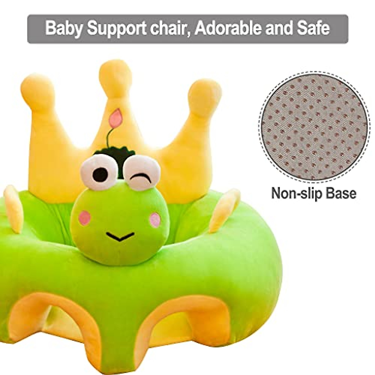 Blublu Park Baby Sofa Chair Soft Plush Cartoon Animals Baby Support Chairs Learning to Sitting Up Plush Shell Chairs, Green Frog