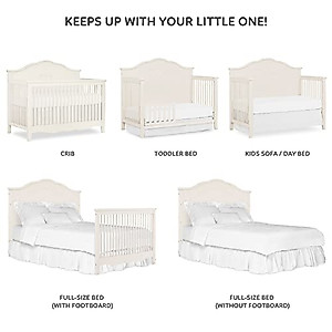 SweetPea Baby Rose 4-in-1 Convertible Crib in Ivory Lace, Baby Crib with Spindles, Greenguard Gold Certified, Easy Assembly, Sustainable New Zealand Pinewood