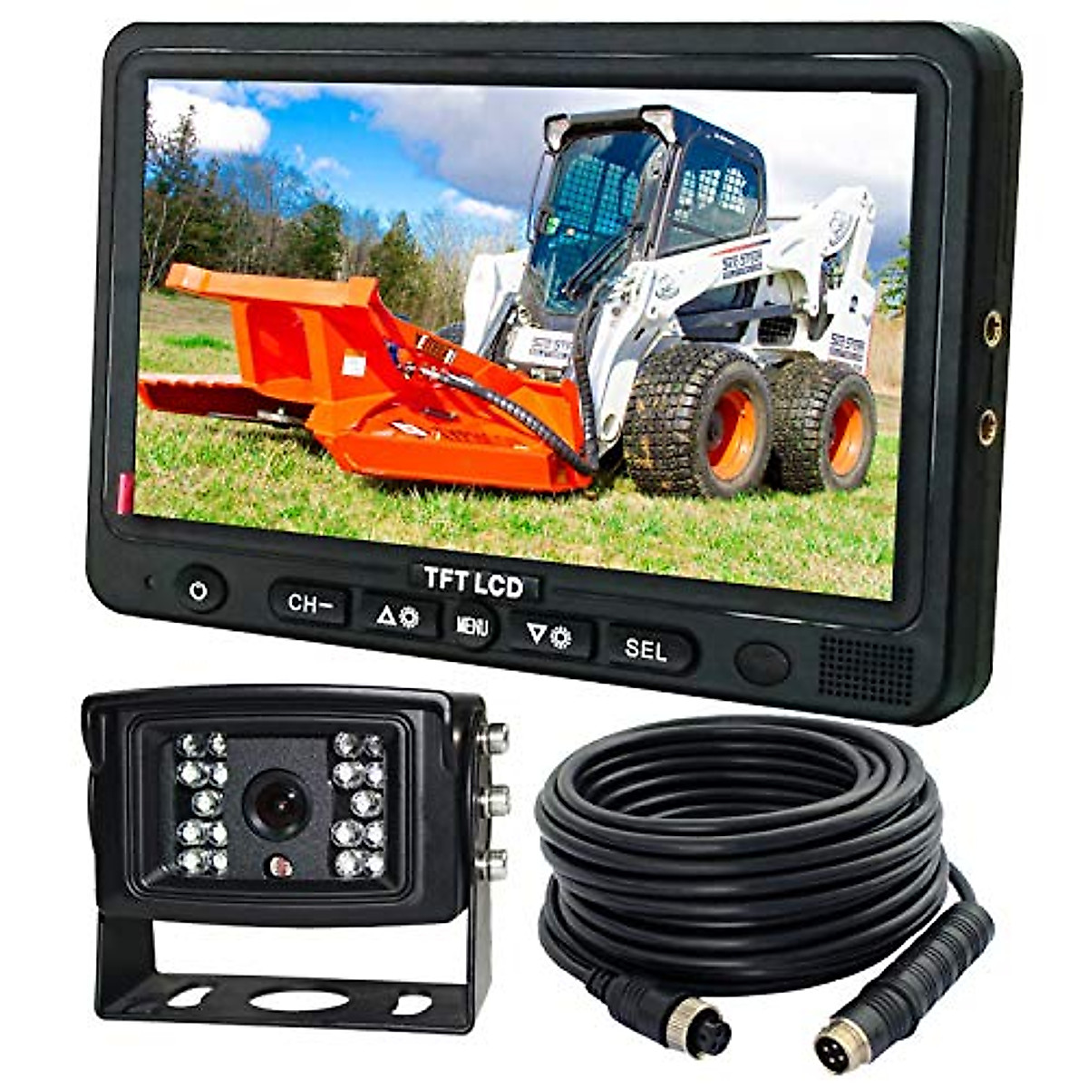AHD 720P, Super Clear, 7" Wired Monitor Rear View Backup Camera System for Farm Tractor, Truck, RV, Forklift, Heavy Equipment, EXCAVTORS, Skid Steer