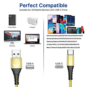 USB C Cable 10FT 3Pack Fast Charging Nylon Braided Long Type C Charger Cable Compatible with Samsung Galaxy S23 S22 S21 S10 S9 S8 A02s A03s A11 A12 A13 A20 A21 A32 A42 A53 Z Fold 4, Tablet, LG, Moto