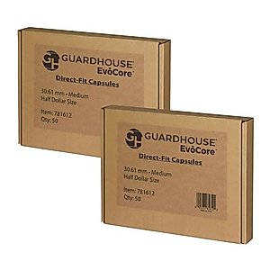 Guardhouse 30mm Direct Fit Coin Capsule for US Modern Half Dollar and Other Similar Sized Coins Pack of 100