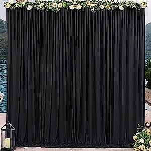 Black Backdrop Curtains for Parties, 8ft x 10ft Polyester Photography Backdrop Drapes for Birthday Baby Shower Wedding Decorations