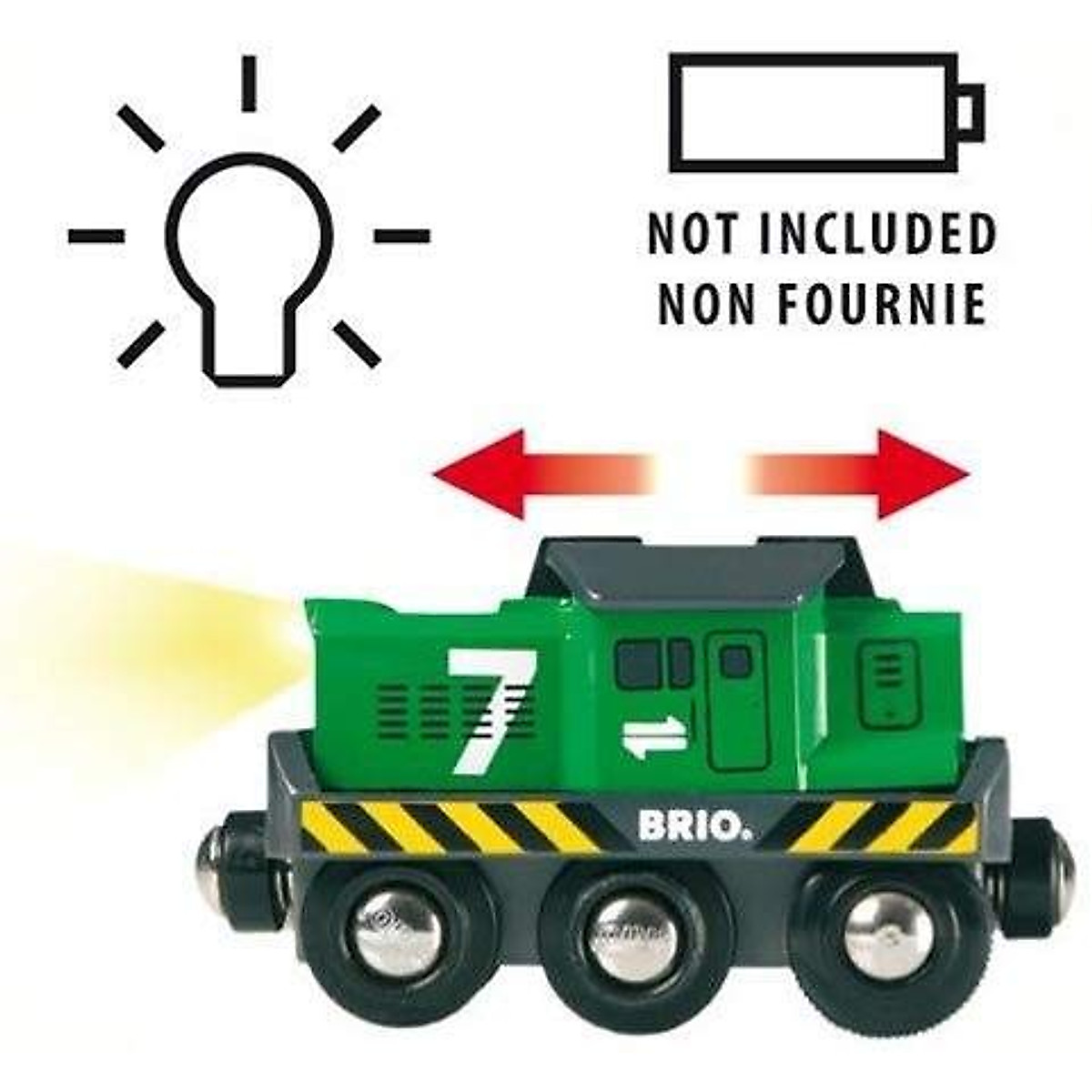 BRIO World 33214 - Freight Battery Engine - Engaging Wooden Toy Train Set for Kids Age 3 and Up | Battery Powered | Interactive Play | Ideal