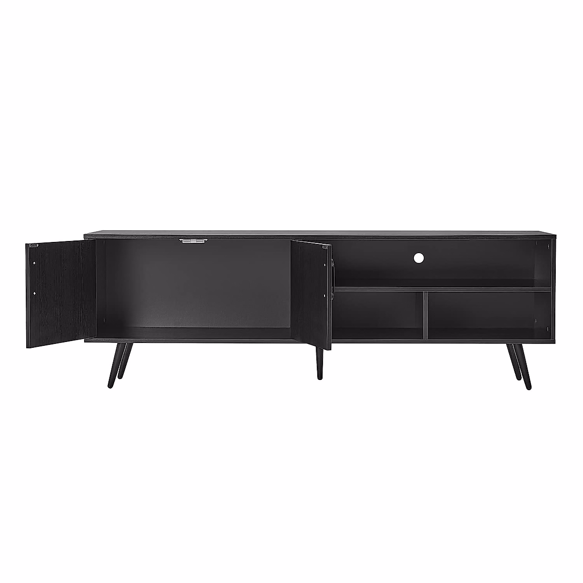 Panana TV Stand Television Console Unit Cabinets with 3 Open Cubby and 2 Doors for Living Room Bedroom for TVs up to 70 Inches (62.99 Inches Black)