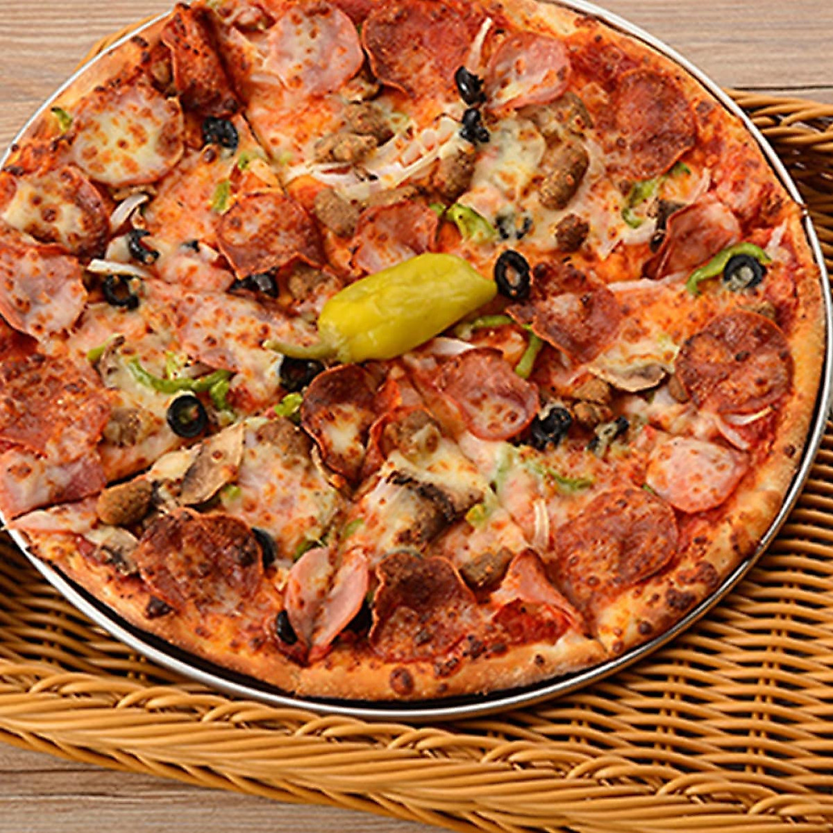 Cabilock Nonstick Pizza Pan Home Pizza Oven Pizza Baking Sheet Stainless steel Pizza non stick pizza pan round baking pan pizza for oven Pan Round Perforated Stainless Steel Griddle