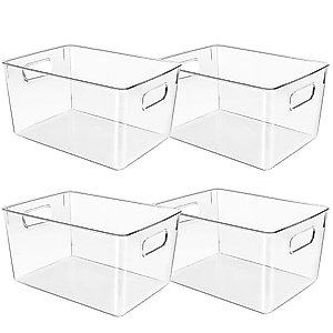 Clear Plastic Storage Bins, Pantry Organizers and Storage Containers Fridge Organizer Bins for Organizing Kitchen Medicine Cabinet Organizer Bin Bathroom Under Sink Freezer Refrigerator Organization