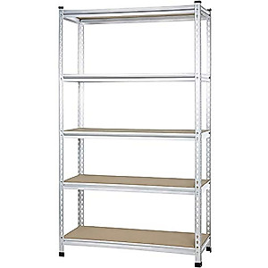 Amazon Basics 5 tier, Medium Duty Storage Shelving Double Post Press Board Shelf, Aluminum, 48 x 18 x 72