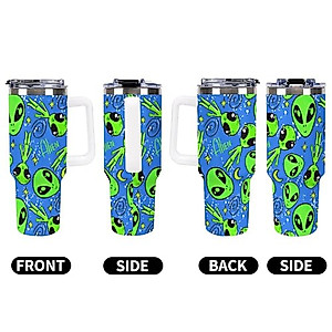 Niapessel Leak Proof Tumbler, Insulated Water Bottles with Straw, Alien Space Insulated Cup with Handle 40 Oz Stainless Steel Flask for School, Travel, Car, Sports, Work
