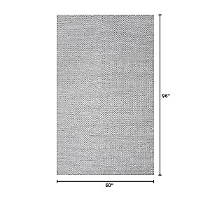 nuLOOM 5x8 Penelope Wool Braided Handmade Area Rug, Light Grey, Solid Rustic Farmhouse Style, For Bedroom, Living Room, Hallway, Entryway