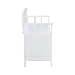 Linon White Bench Cynthia Flip-Top Lid and Hidden Storage Space