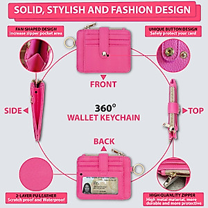 ANHBKAR Keychain Wristlet Wallet, Keychain Wallet Pocket Credit Card Holder Slim, Silicone Beads Wristlet Wallets for Women (PINK)