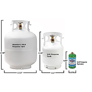 FLAME KING YSN5LB 5 Pound Propane Tank Cylinder, Great For Portable Grills, Fire Pits, Heaters And Overlanding, White
