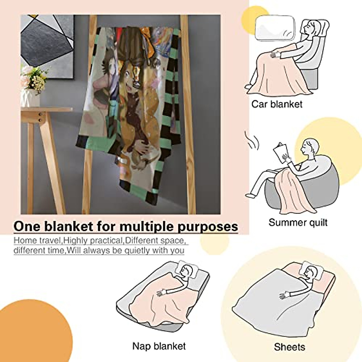 jopnloie Anime Blanket Flannel Fleece Warm Throw Blanket Couch Sofa Bed Living Room Blanket for Kids Adults 60&quot;X50&quot;