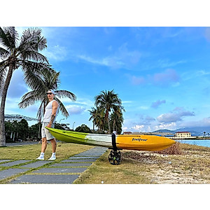 Ulticor Kayak Cart, Puncture-Free Wheels Assembles and Disassembles Within Seconds – Easy to Store – No Tools Required – All-Terrain Durable Kayak and Canoe Cart with Adjustable Straps (Green - Black)