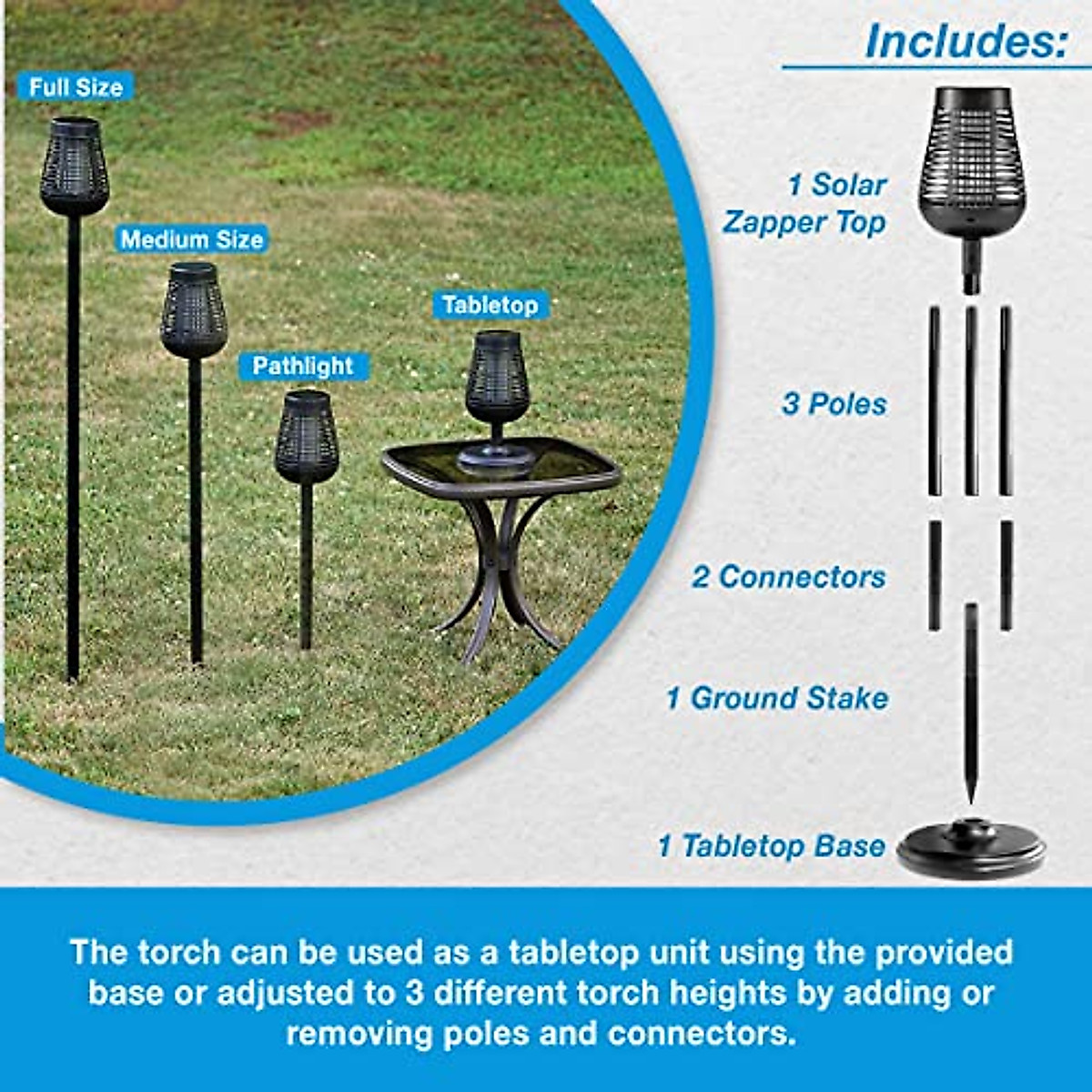 PIC Solar Insect Killer Torch (DFST), Bug Zapper and Accent Light, Solar Bug Zapper - Kills Bugs on Contact