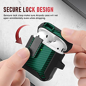 Maxjoy for Airpods Case Cover for AirPod 2 & 1,Military Armor Series Full-Body AirPod 2nd Generation Case,Secure Lock Protective Case for Apple AirPod,Wireless AirPod Cases for Men Women (Green)