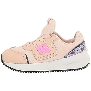 New Balance Kid's X70 V1 Bungee Sneaker, Vintage Rose/Moon Shadow/Vibrant Pink, 2 Wide Infant