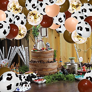 95 Pcs Cow Balloons, 12”Brown Blush Neutral Cow Print Balloon Confetti Helium Latex Balloons for Birthday, Baby Shower, Cow Print Party, Cowboy CowGirl Rodeo Party, Farm Party Decorations Supplies