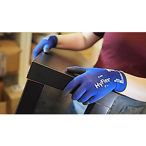 Ansell HyFlex 11-618 Nylon Light Duty Multi-Purpose Glove with Knitwrist, Abrasion/Cut Resistant, Size 8, Blue (Pack of 12 Pair)