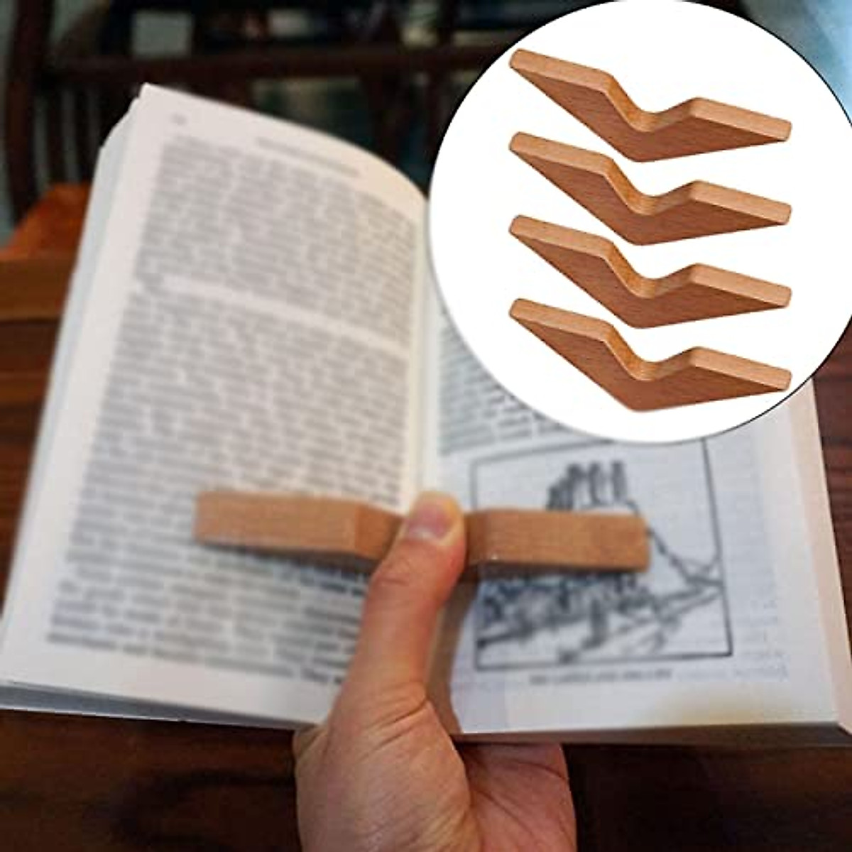 GGFLY 4pcs Wooden Thumb Page Holder Book Mark Thumb Bookmark Fast Reading Tool Handmade Book Reading Holder for Book Lovers