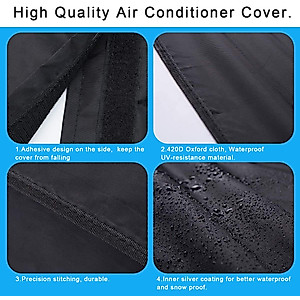 WULEE Air Conditioner Covers for Outside Units -32x32x36 inches Durable AC Cover Water Resistant Fabric Windproof Design Outdoor Furniture Universal Cover with Air Pockets