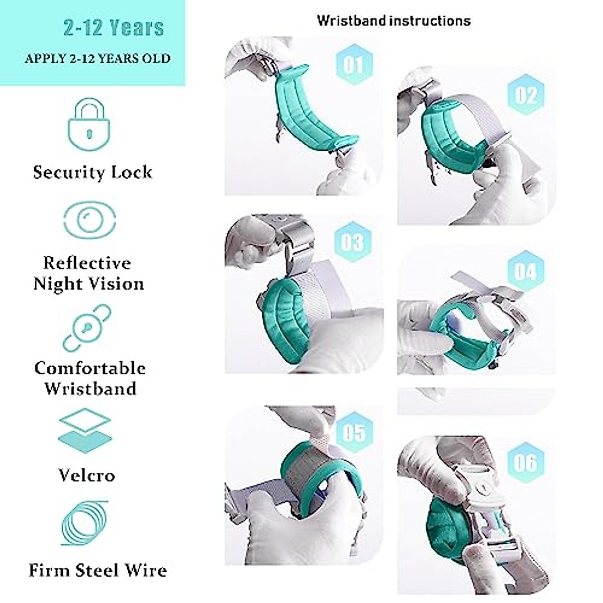 Anti Lost Wrist Link 2 Pack, WSZCML Toddler Safety Leash with Key Lock, Reflective Child Walking Harness Rope Leash for Kids & Babies, 2.5M / 8.2ft Cyan + 2.5M / 8.2ft Light Pink