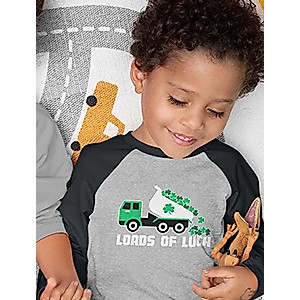 Boys St Patricks Day Shirt Tractor Digging Shamrocks Toddler Kids Raglan T-Shirt 5T Dark Gray