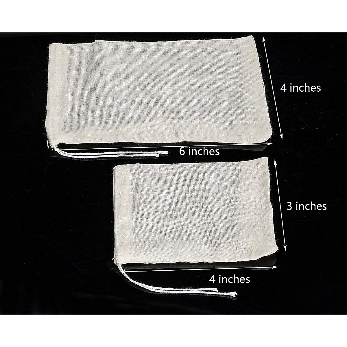 GIYOMI 20 Pcs Muslin Drawstring Bags,Natural Unbleached Cotton Straining Herbs Cheesecloth Bags, Coffee Tea Brew Bags, Soup Gravy Broth Stew Bags, Bone Broth Brew Bags,Spice Bags, 4 x 3 Inches