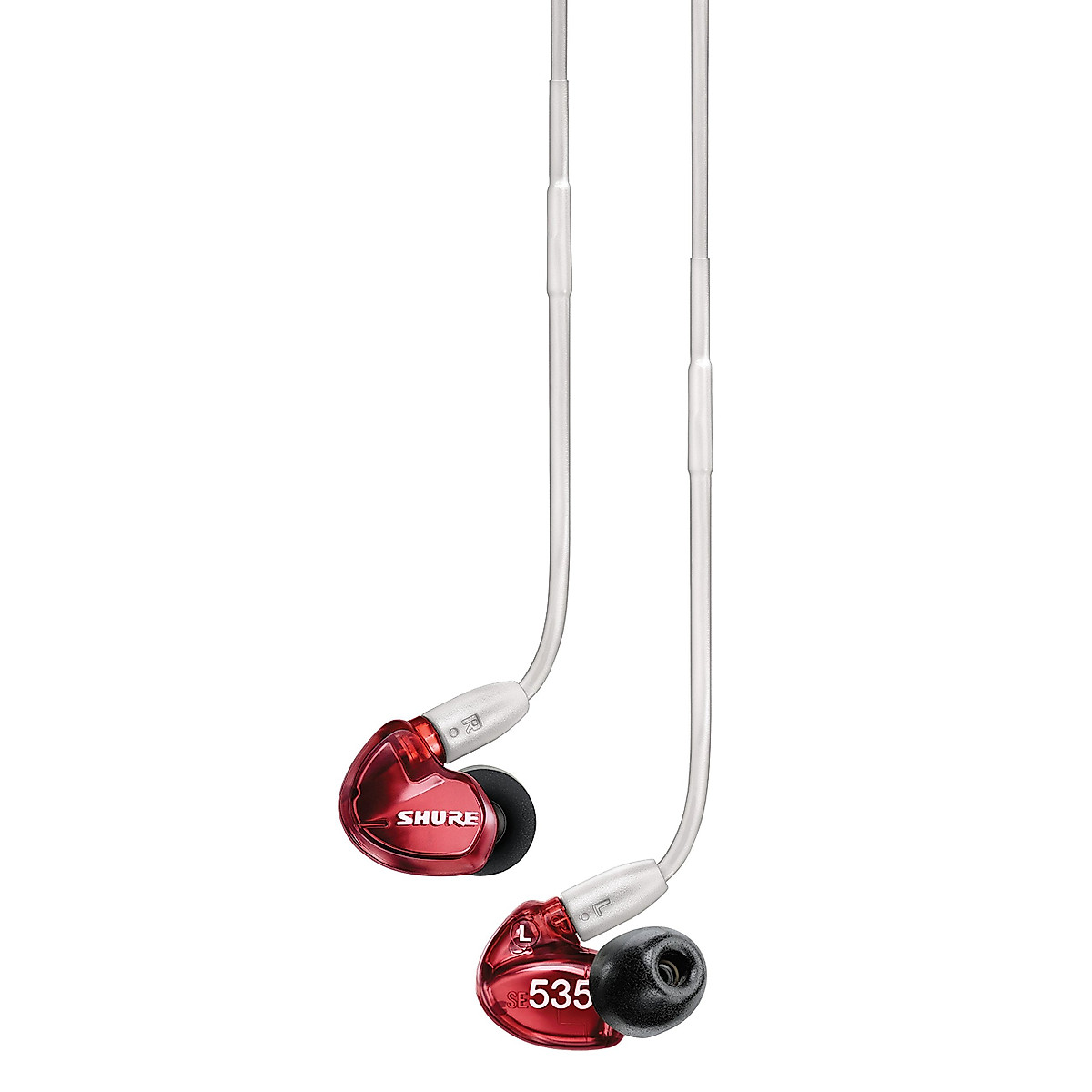 Shure SE535LTD In Ear Wireless Headphones, Red Detachable & Shure Universal Communication Cable For Detachable Se Sound Isolating Earphones, Black