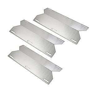 Zemibi Heat Plate Tent Shield, 17 3/4" Stainless Steel Burner Cover, Flame Tamer, BBQ Grill Replacement Parts for Jenn Air Gas Grill Models 730-0163, 720-0163, Vaporizor Bars Repair Kits, Pack of 3