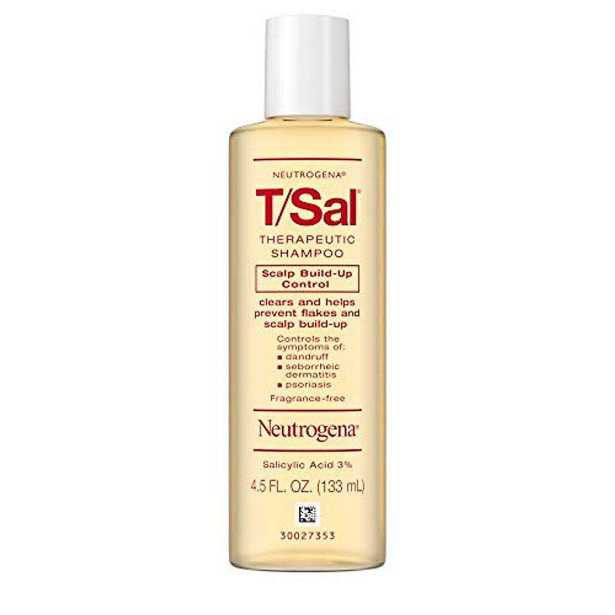 Neutrogena T/Sal Therapeutic Shampoo for Scalp Build-Up Control with Salicylic Acid, Scalp Treatment for Dandruff, Scalp Psoriasis & Seborrheic Dermatitis Relief, 4.5 fl. oz
