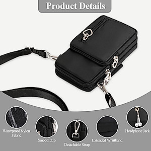 WITERY Cell Phone Crossbody Bag - Nylon Waterproof Small Cell Phone Purse Wallet, Travel Purses Wristlet Women Teen Girls with Adjustable Strap