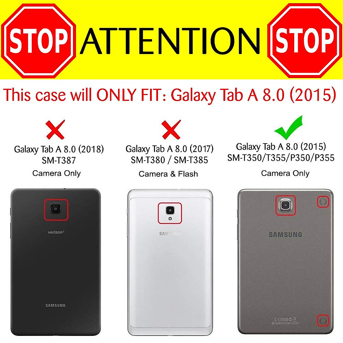 KIQ Armor Series Galaxy Tab A 8.0 2015 Case T350, Rugged Full-Body Drop Protection Tablet Case Cover Kickstand for Samsung Galaxy Tab A 8" SM-T350 SM-T355 - Black