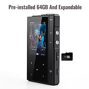 DSD256 HiFi MP3 Player with Bluetooth, Hardware Decode Native DSD64/128/256, Lossless High Resolution Digital Audio Music Player, with 64GB Memory Card Support Up to 512GB