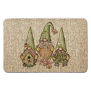 GAGEC Spring Door Mat Gnomes Flower Holiday Doomat Entrance Rug Farmhouse Home Kitchen Decoration Bathroom Floor FFront Door Mat Outdoor 17 x 27 Inch