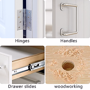 Japard Self Centering Drill Bit Set for Hinges 4 Pcs, 1/4 Hex Shank with 5/64, 7/64, 9/64, 11/64 inches Door Window Cabinet