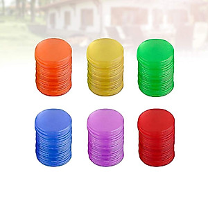 jojofuny 300pcs Plastic Bingo Tokens Markers Blue Red Yellow Green Purple Orange for Game Cards and Bingo Accessories Parties and Game Nights
