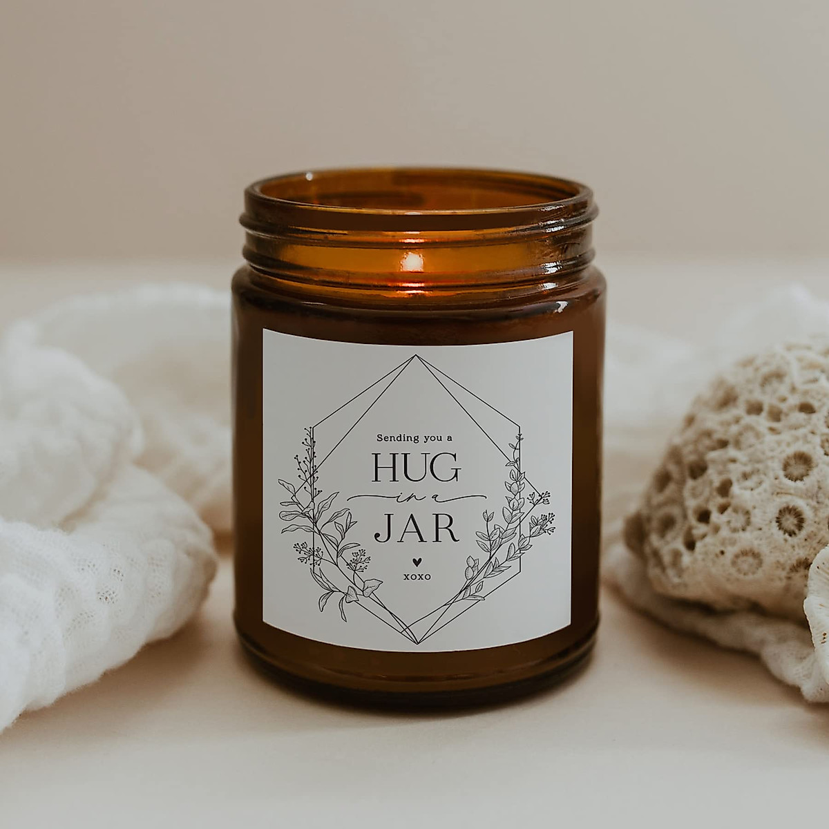 ThreeKin Warm Hugs Scented Candles for Home, Natural Soy Wax, Relaxing Aromatherapy Gifts, Essential Oils Scented, Long-Lasting Candle Burns for 75-Hours, Lemongrass Lavender Scent