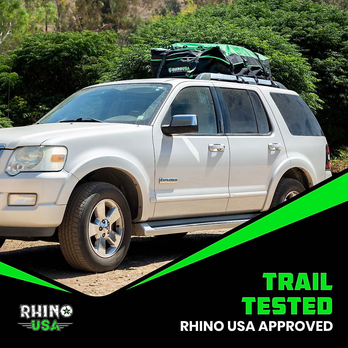 Rhino USA Rooftop Cargo Carrier for Car Storage (17.7 Cubic Feet) Heavy Duty Waterproof Roof Top Bag with Industrial Grade Zippers - Used for All Vehicle with/Without Rack Carriers - Lock Included