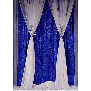 LQIAO 4FTx10FT-125CMx300CM Royal Blue Sequin Backdrops,Party Wedding Photo Booth Backdrop Decoration,Sequin Curtains,Drape,Sequin Panels