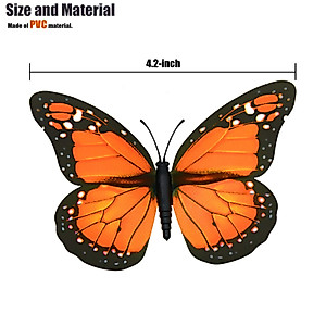 AQUEENLY Monarch Butterfly Decorations, 4.72'' Orange Premium Artificial Monarch Butterfly to Decorate for Craft, Home, Wall, Wedding, Party (12 Pcs)